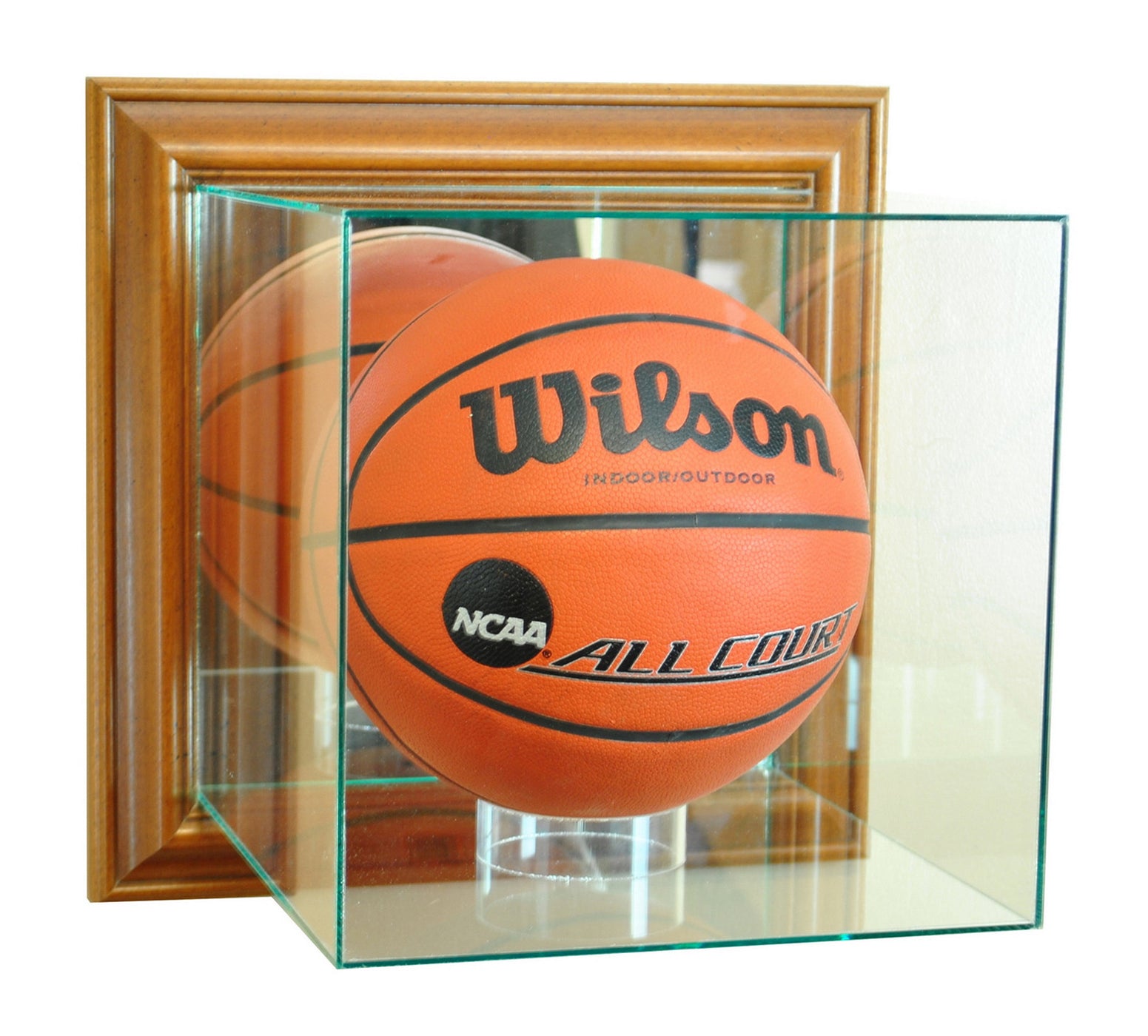 Wall Mounted Basketball Display Case with Mirrors — Game Day Treasures