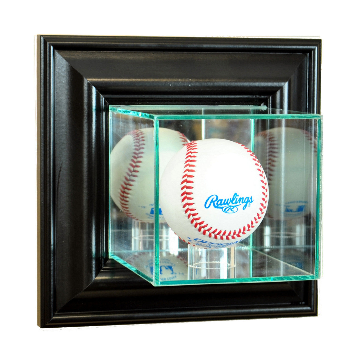 Wall Mounted Baseball Display Case with Mirrors — Game Day Treasures