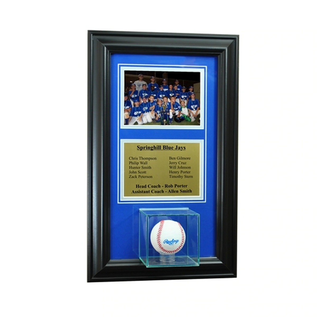 Wall Mounted Baseball Display Case | 5x7 Photo & Engraving (Team ...