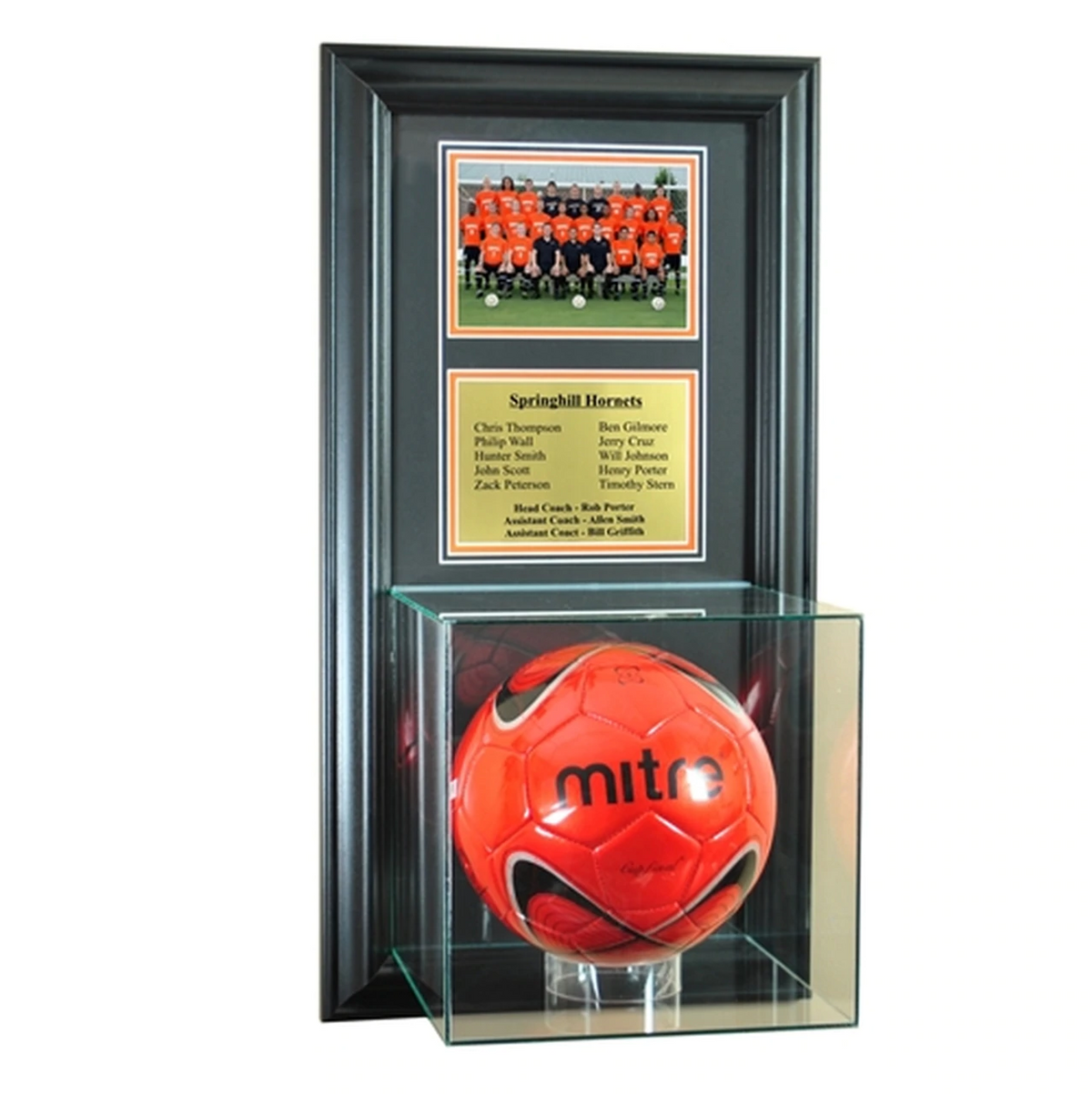 Wall Mounted Soccer Case with 5x7 and Engraving Plate for Team Award ...