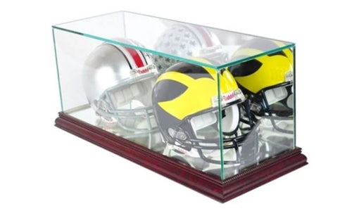 Double Mini Helmet Display Case with Mirrors — Game Day Treasures